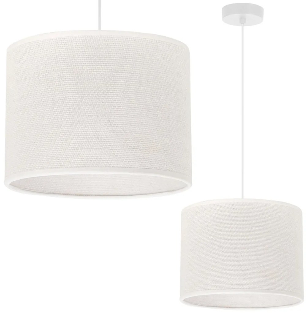 Závěsné svítidlo Juta, 1x bílé jutové stínítko, (fi 20cm), w