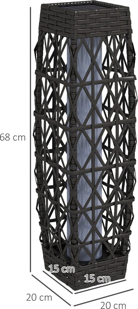 Zahradní solární světlo LED Outsunny s ratanem a světelným senzorem, šedé, s ochranou proti UV záření, pro venkovní použití |