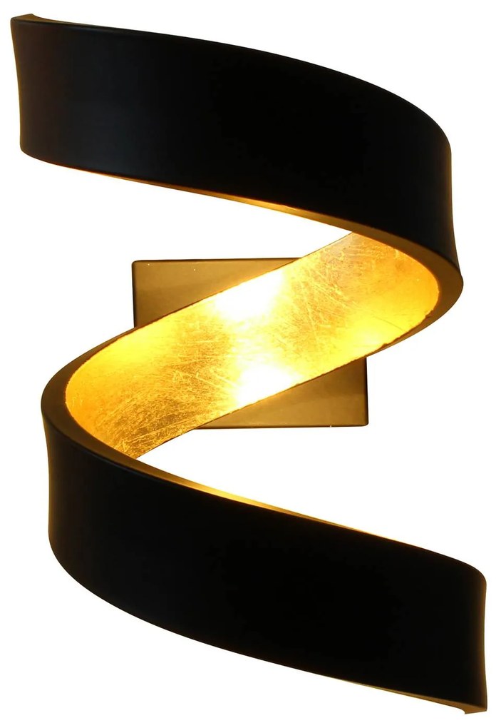 LED nástěnné světlo Helix, černo-zlaté, 17 cm