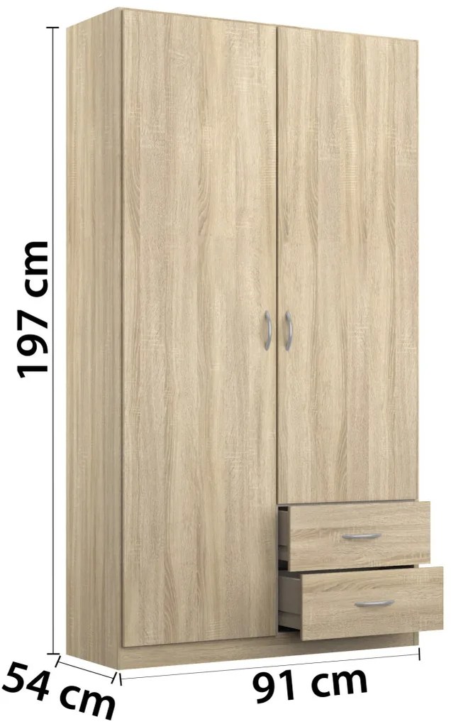 Šatní skříň Case, 91 cm, dub sonoma