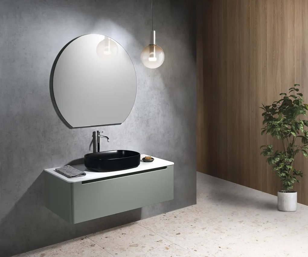 Sapho Sapho, DARA CUT LED podsvícené zrcadlo 20W, ø 100x90cm, topná folie, 34900CI