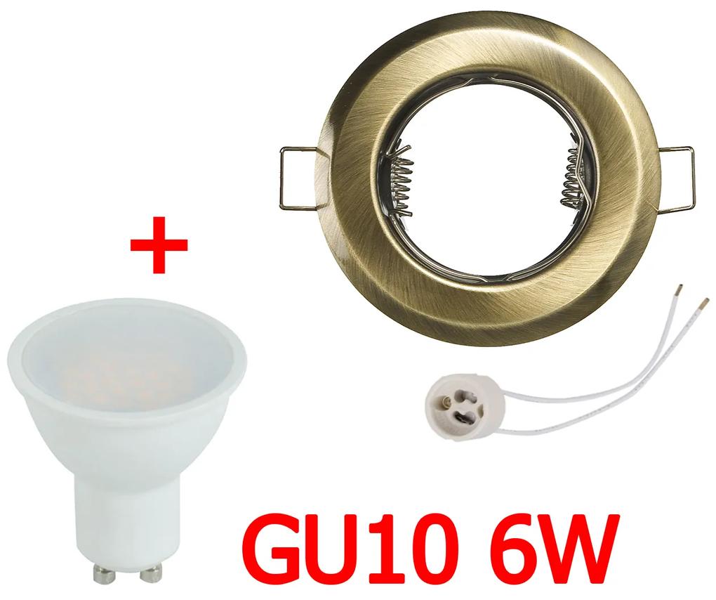 SPLED Podhledové bodové svítidlo BRG70304  nevýklopné  mosaz + žárovka GU10 6W neutrální bílá