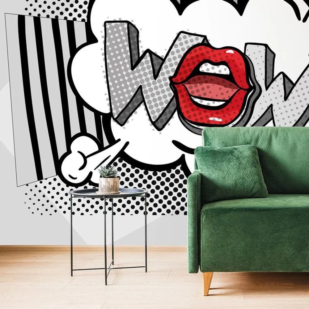 Tapeta stylový šedý pop art - WOW! - 225x150