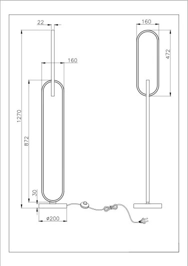 Zuma Line F241145502 - LED Stojací lampa RAVON 2xLED/36W/230V černá/zlatá