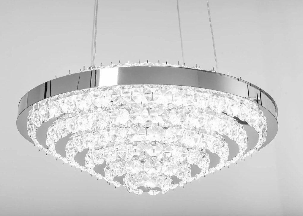 Toolight - Křišťálová závěsná lampa APP774-1CP + dálkové ovládání, chromová, OSW-05025