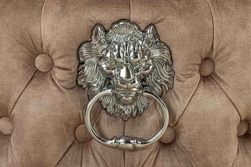 Designová židle Queen II Lví hlava béžový samet