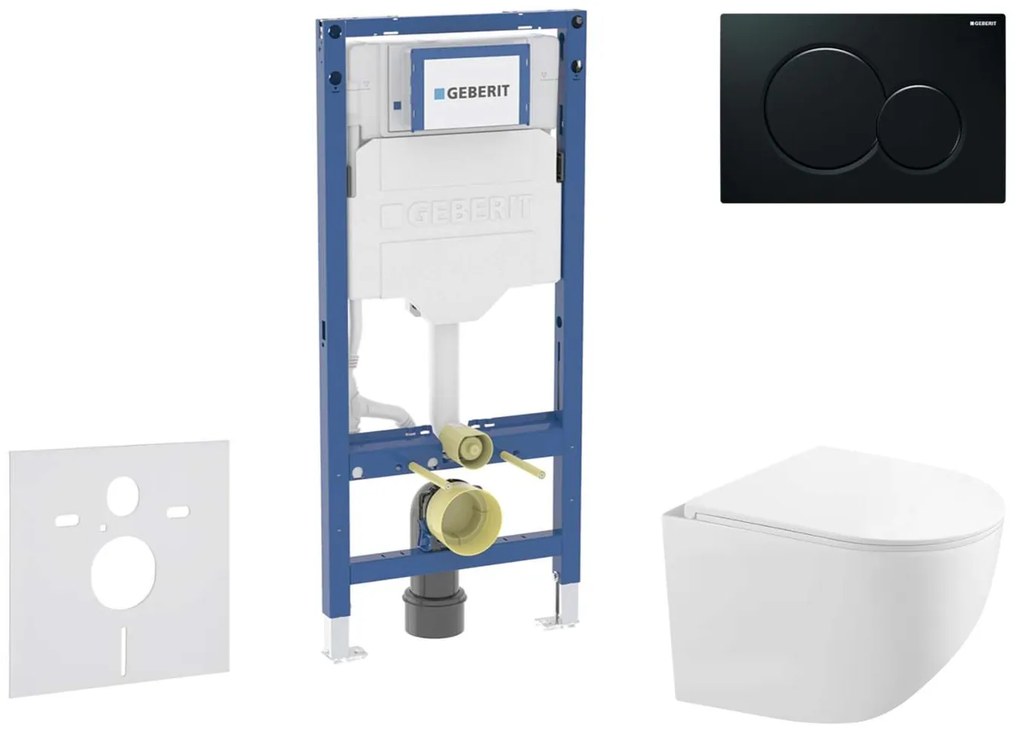 Geberit Duofix - Set předstěnové instalace, kompaktního klozetu Gaia sedátka softclose, tlačítko Sigma01, černá SANI11CA5117B