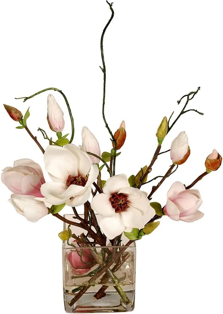 Umělá Magnolie ve skleněné váze, 33 cm