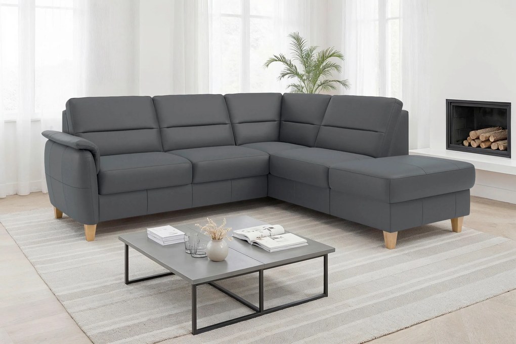 XXXLutz ROHOVÁ SEDAČKA, textil, kůže, černá Sit & More - Sedací soupravy - 00014403324W