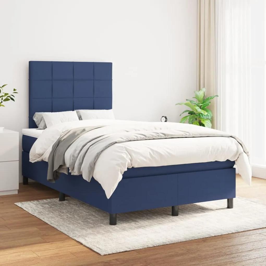 vidaXL Box spring postel s matrací 120x200 cm textil [3141762] Barva: Modrá