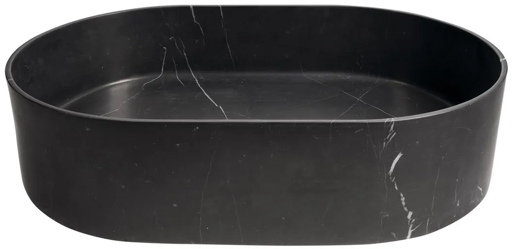 Sapho Blok kamenné umyvadlo na desku 55 x 37 cm bez otvoru pro baterii matný černý Marquin 2401-51