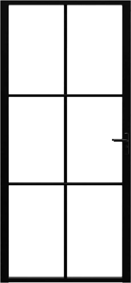 Interiérové dveře ESG sklo a hliník 93 x 201,5 cm černé 151204