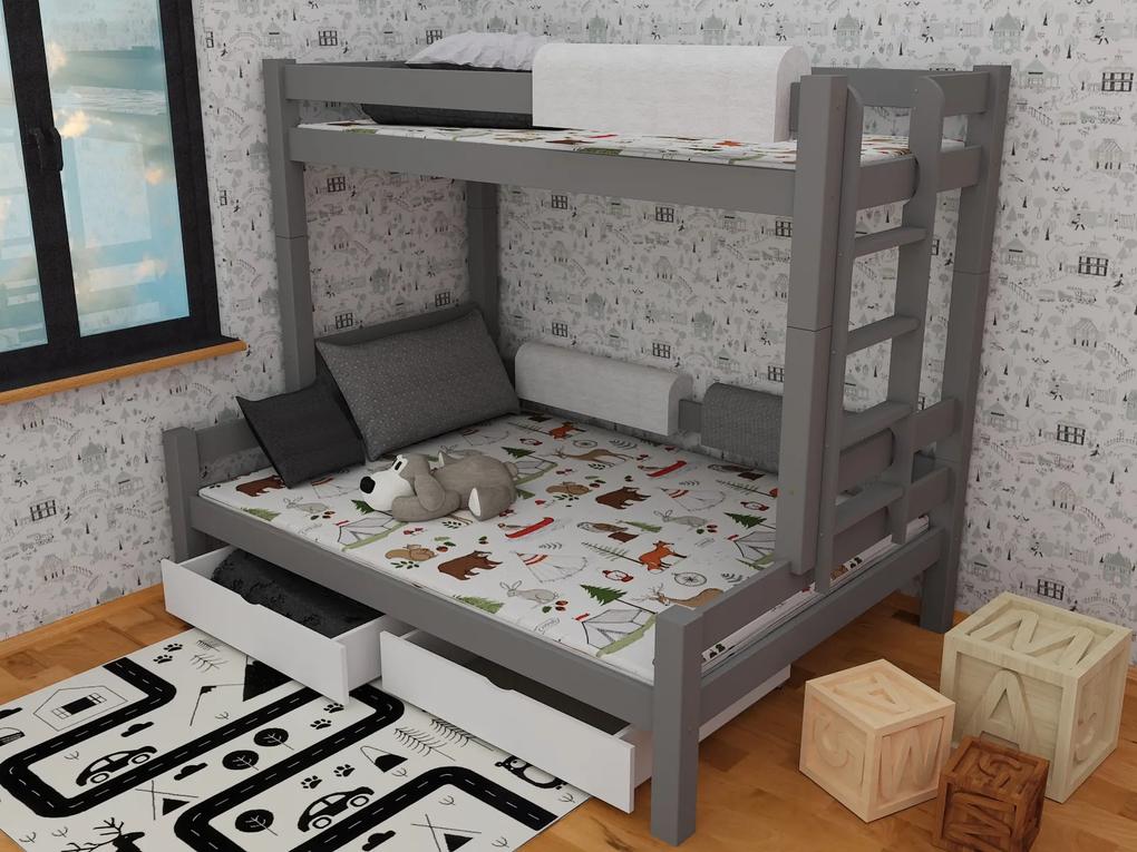 Vomaks Patrová postel s rozšířeným spodním lůžkem 8X8 06B Rozměr: 90/120 x 200 cm, Barva: barva bílá, Varianta: vpravo