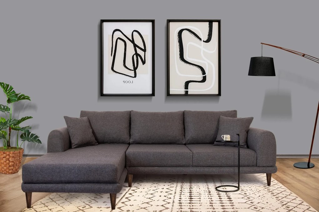 Hanah Home Čtyřmístná pohovka NERO antracitová levá 250 cm
