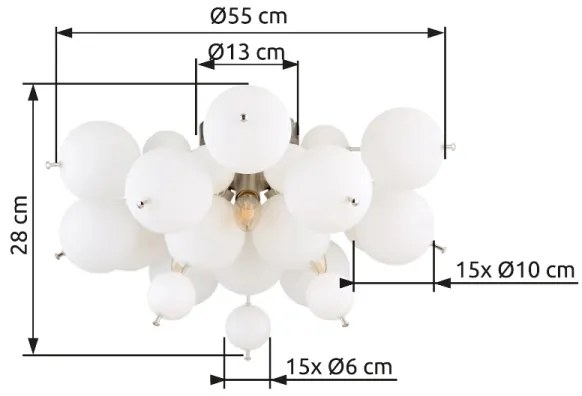 Globo 15633DO - Přisazený lustr UDO 3xE14/25W/230V pr. 55 cm bílá