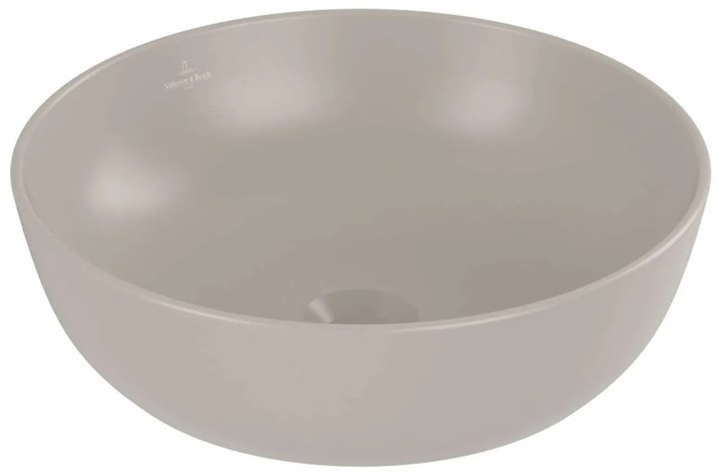 Villeroy & Boch Artis - Umyvadlo na desku, průměr 43 cm, bez přepadu, bez otvoru pro baterii, CeramicPlus, Almond 417943AM