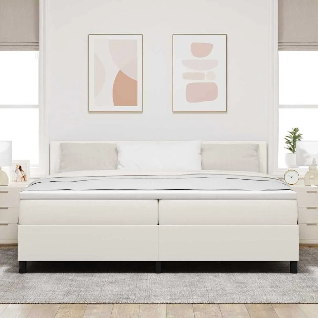 Postel s boxspringem s čelo Krémová a bílá 200 x 200 cm 3337529