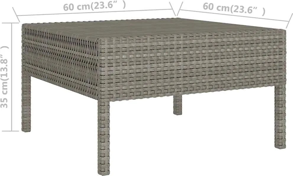 8dílná zahradní sedací souprava s poduškami polyratan šedá 3094594