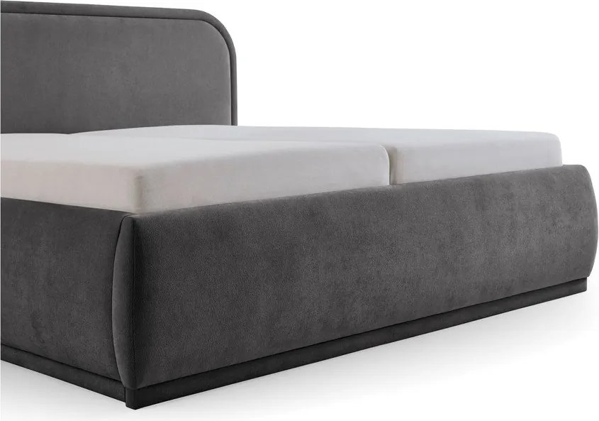 Antracitová čalouněná dvoulůžková postel s úložným prostorem s roštem 160x200 cm Soma – Meise Möbel
