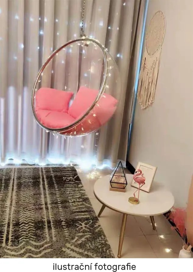 Závěsné křeslo, transparentní/zlatá/šedá, BUBBLE NEW TYP 1