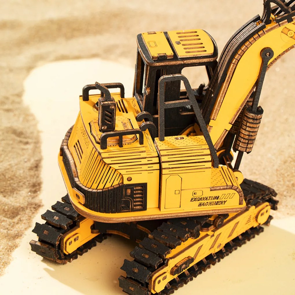 RoboTime dřevěné 3D puzzle Bagr