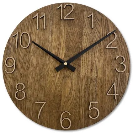 Minimalistické nástěnné hodiny z dubového dřeva I SENTOP MAS016-OSMO-3073-heads-black