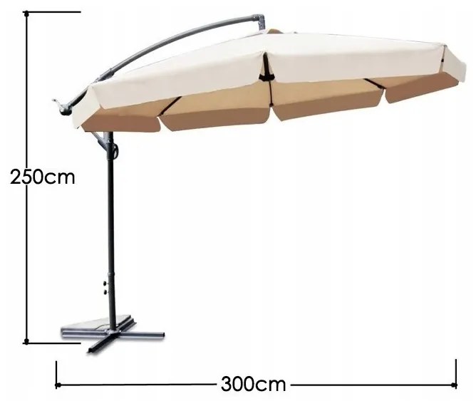 Záhradní slunečník Summer - tmavě šedý 300 cm