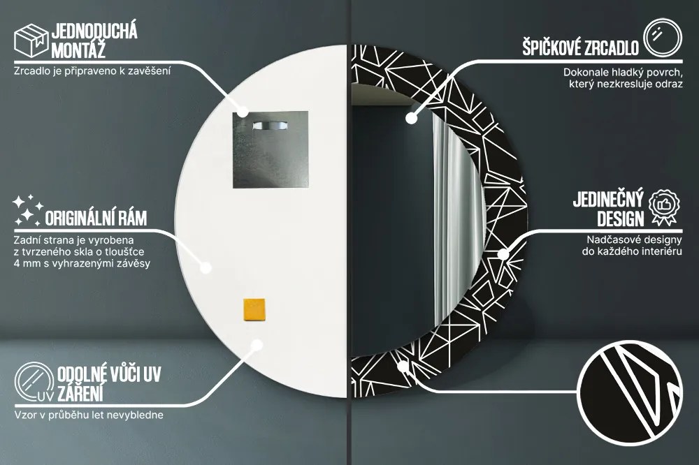 Kulaté dekorativní zrcadlo na zeď Geometrický vzorec fi 60 cm