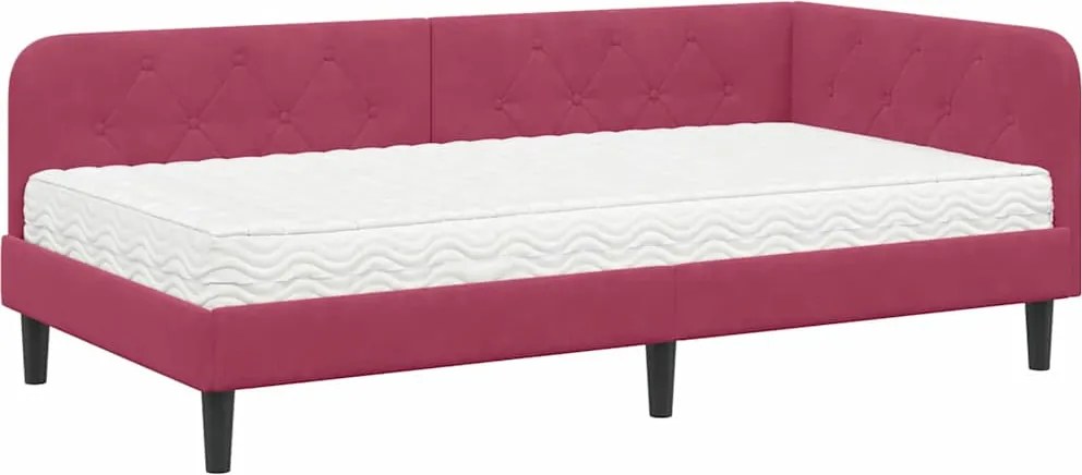 Rohový rám postele Víno Červené 90 x 190 cm samet 3394148