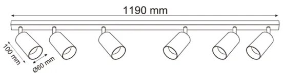 Zuma Line 2211BD-6-BK - Bodové svítidlo REN 6xGU10/50W/230V černá/šedá