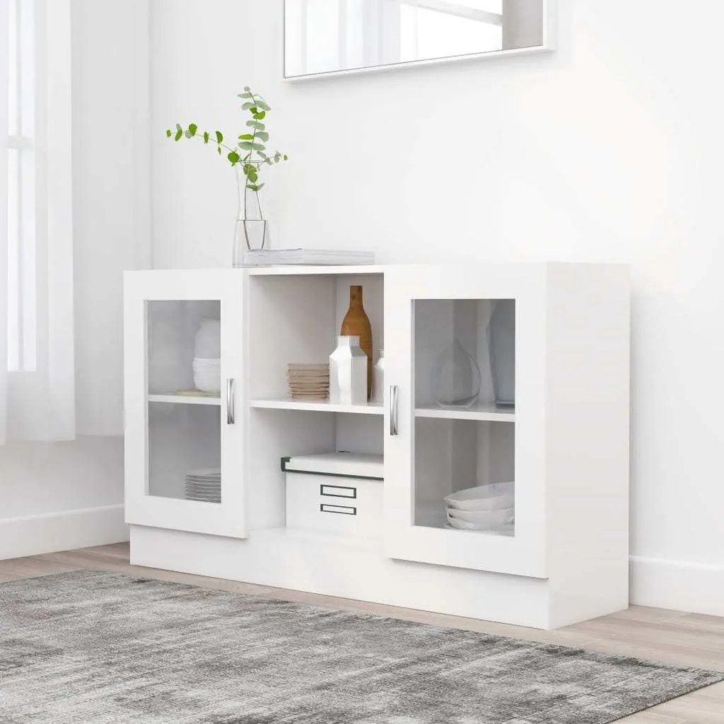 vidaXL Prosklená skříň 120 x 30,5 x 70 cm dřevotříska [815628] Barva: Bílá