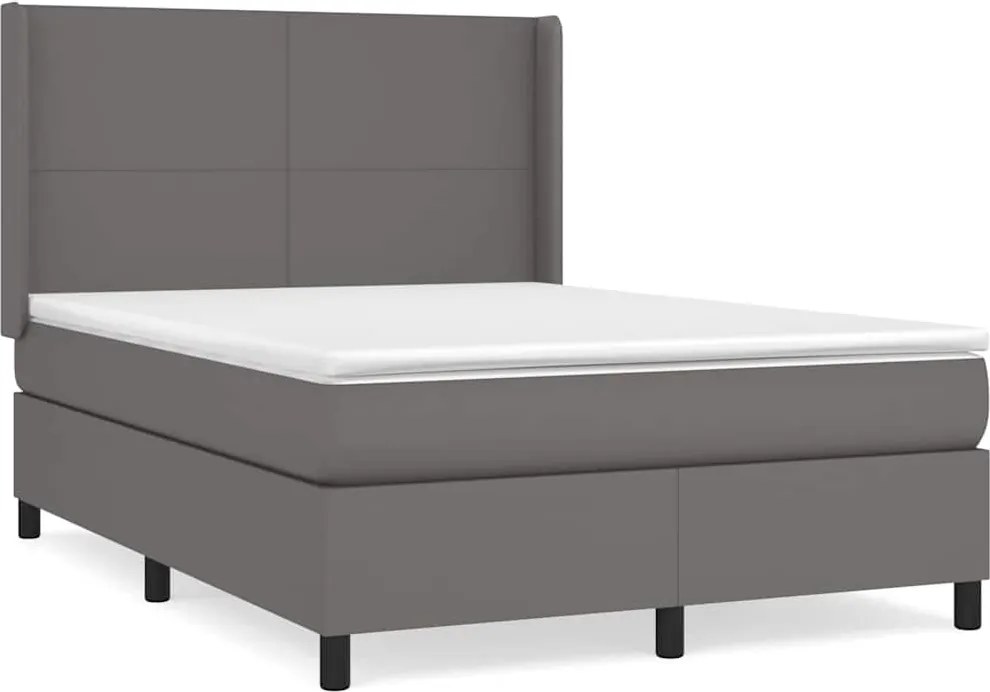 Box spring postel s matrací šedá 140x200 cm umělá kůže 3132385