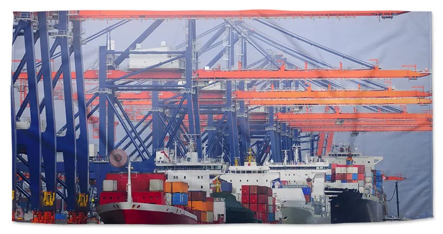 Ručník SABLIO - Lodě v přístavu 70x140 cm