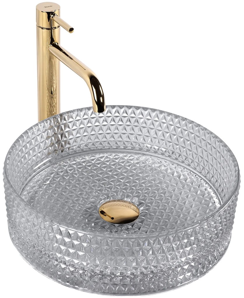 Rea Cristal, skleněné umyvadlo na desku 355 x 355 x 115 mm, kouřové sklo, REA-U9615