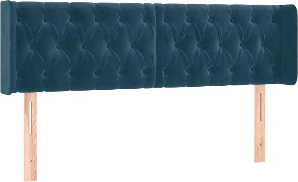 Čelo postele typu ušák tmavě modrá 163x16x78/88 cm samet 3119162