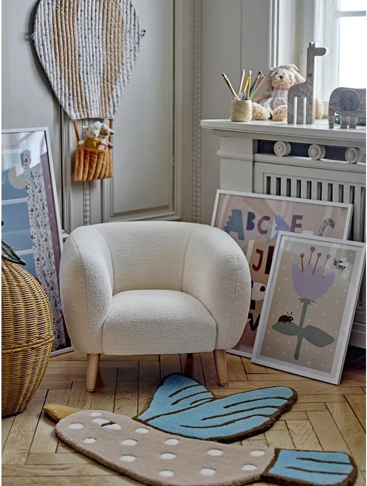 Bílé dětské křesílko z textilie bouclé Cade – Bloomingville Mini