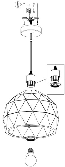 Eglo 97854 - Lustr na lanku ROCCAFORTE 1xE27/60W/230V