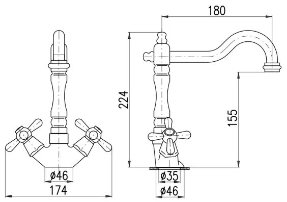 RAV Slezák MK121.0/8SM - Umyvadlová baterie + výpusť MORAVA RETRO stará mosaz