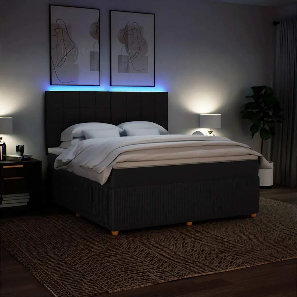 Box spring postel s matrací černá 180x200 cm textil 3294437
