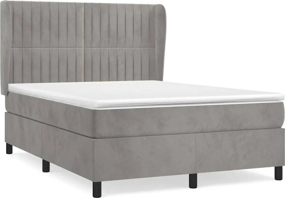 Box spring postel s matrací světle šedá 140x200 cm samet 3129333