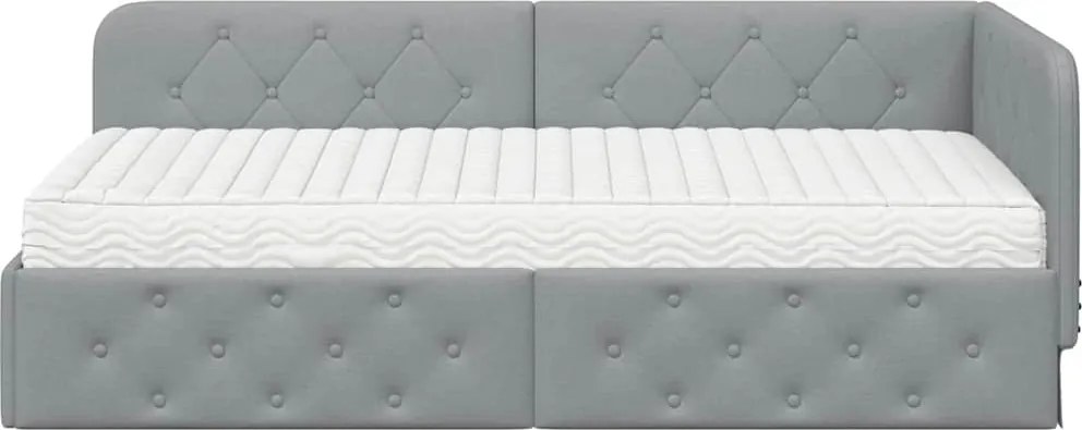Rohový rám postele Světle šedá 100 x 200 cm textil 3394053