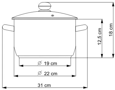 KOLIMAX - české nerezové nádobí Hrnec s poklicí KOLIMAX CERAMMAX PRO STANDARD - granit šedý, 22 cm, 4,5 l