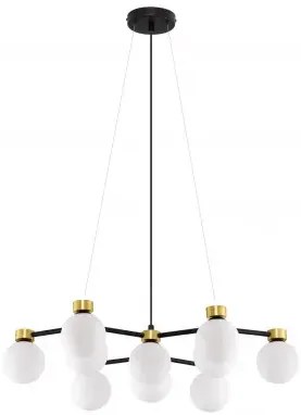 Satina zlato-černo-bílý designový lustr Ovalino