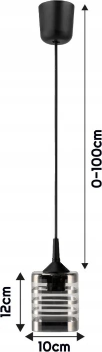 Závěsné stropní svítidlo / lustr LED E27, nastavitelné 0–100 cm, skleněné stínidlo