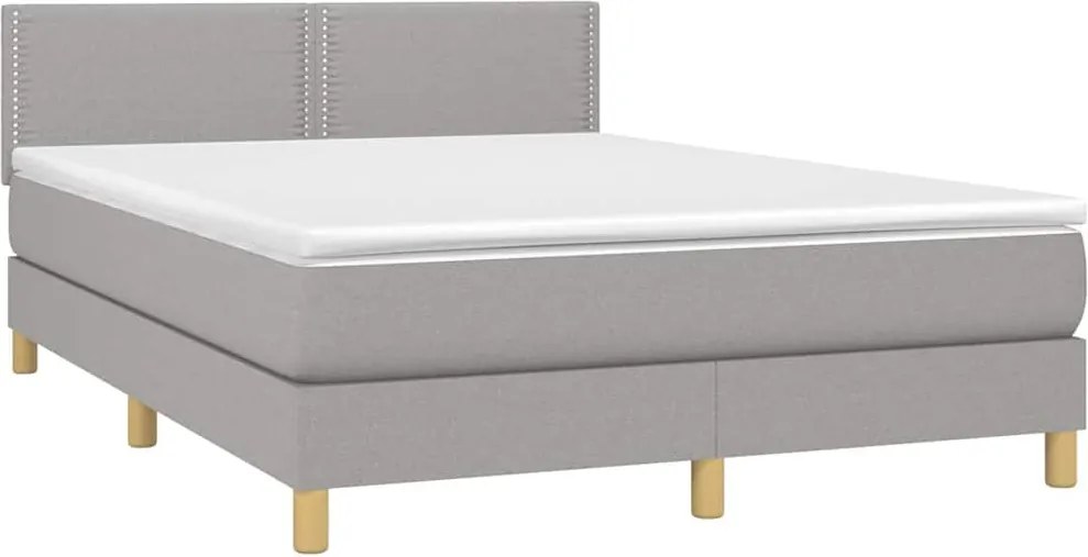 Box spring postel s matrací a LED světle šedá 140x190 cm textil 3133629