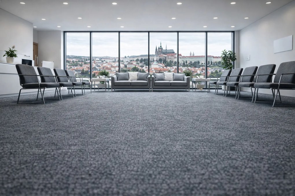 Associated Weavers, Metrážový koberec Medusa 90, na míru, šíře 4m, šedá, ab (mřížka), chodba / předsíň