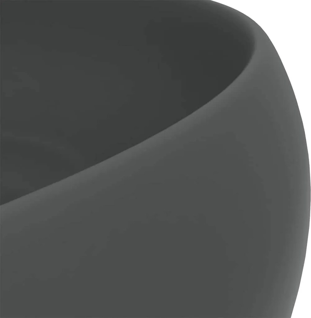 Luxusní umyvadlo kulaté matné tmavě šedé 40 x 15 cm keramické 147005