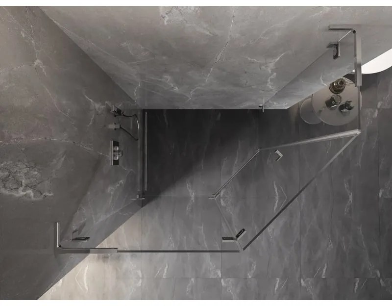 Mexen Lunar, L pětiúhelníkový sprchový kout naklápěcí doleva 100 x 80 cm, 8mm čiré sklo, chromový profil, 831L-100L-080P-01-00-L