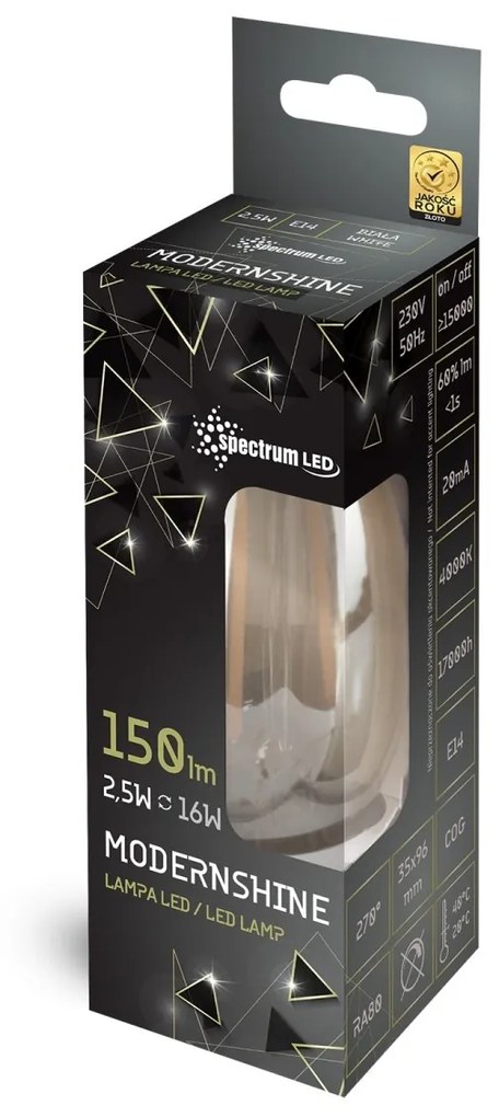 LED dekorativní žárovka SVÍČKA 2,5W E14 COG MODERNSHINE neutrální bílá