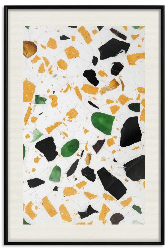 Plakát Terrazzo - barevná geometrická abstrakce na mramoru